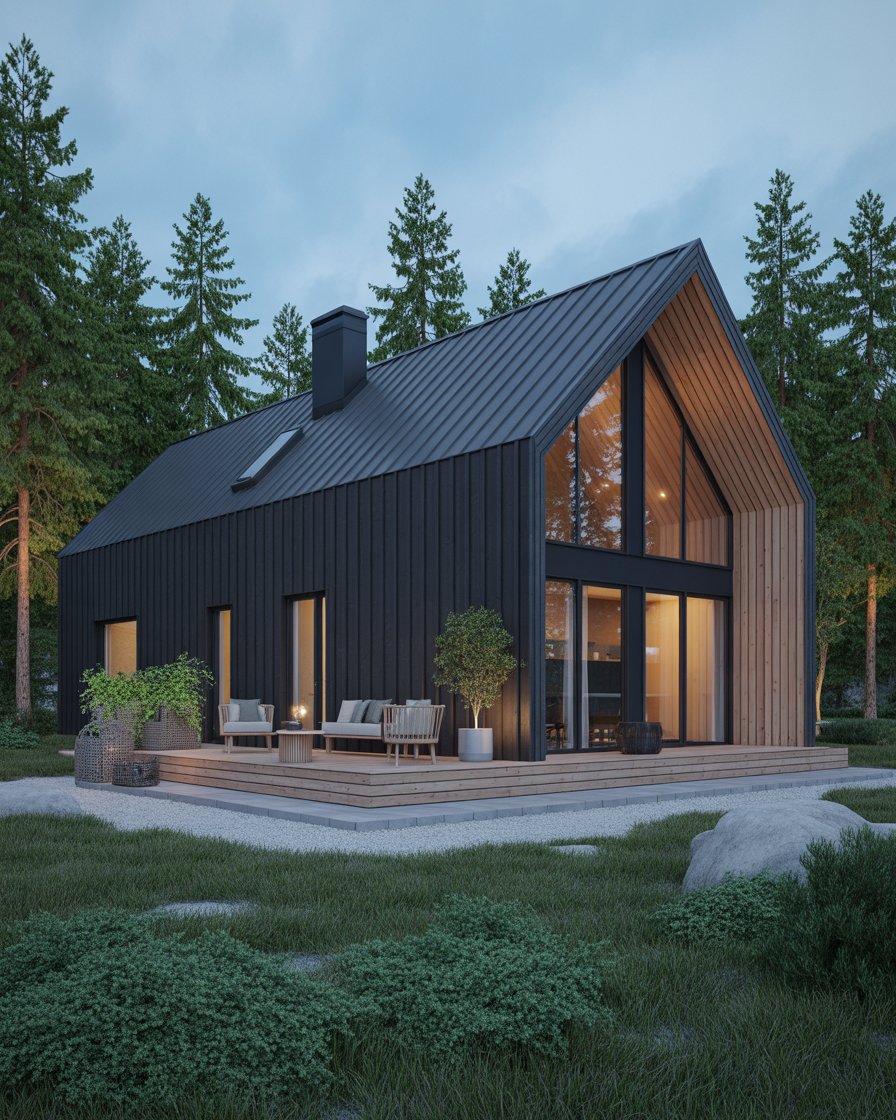 38 Black House Exterior Design Ideas with Wood, Stone, Lighting ...
