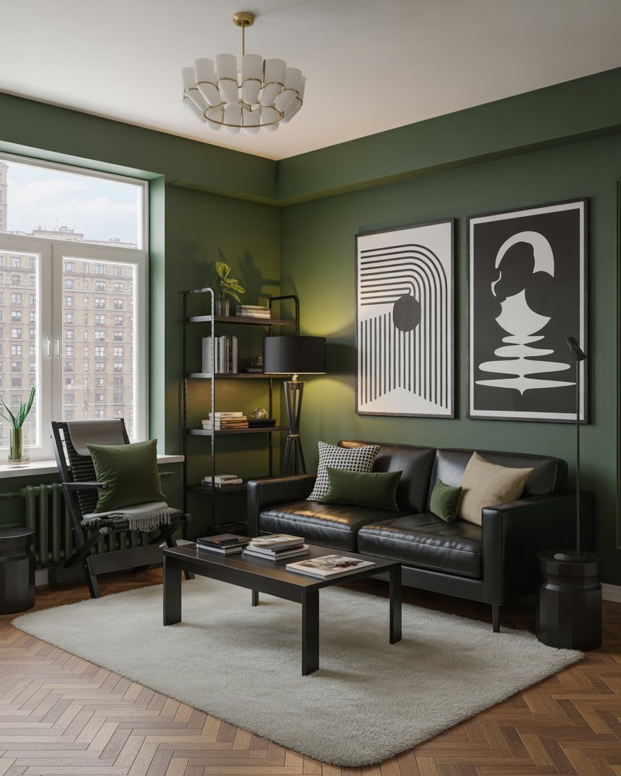44 Dark Green Living Room Ideas: Cozy, Modern, Boho & Vintage Styles ...